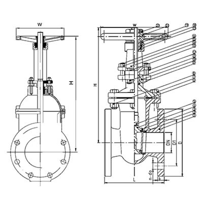 BS3464 Rising Stem Metal Seat Gate Valve PN10/PN16